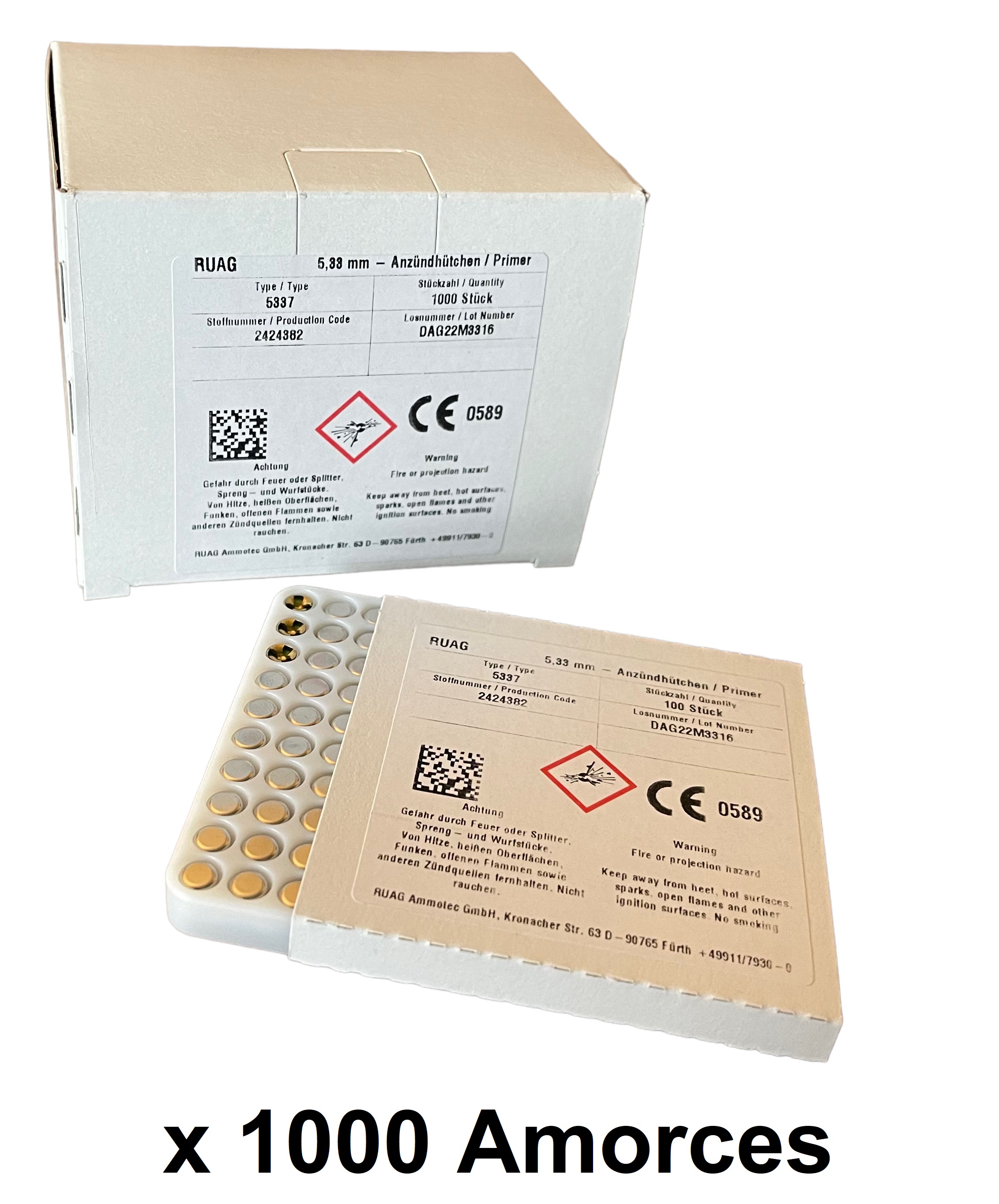 Amorces RUAG RWS 5337 Large Pistol /1000 - Rechargement sur armurerie ...