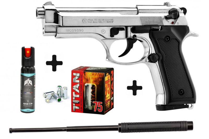 Pistolet KIMAR 92 Auto Nickelé Cal.9mm PA "Pack anti-agression ...