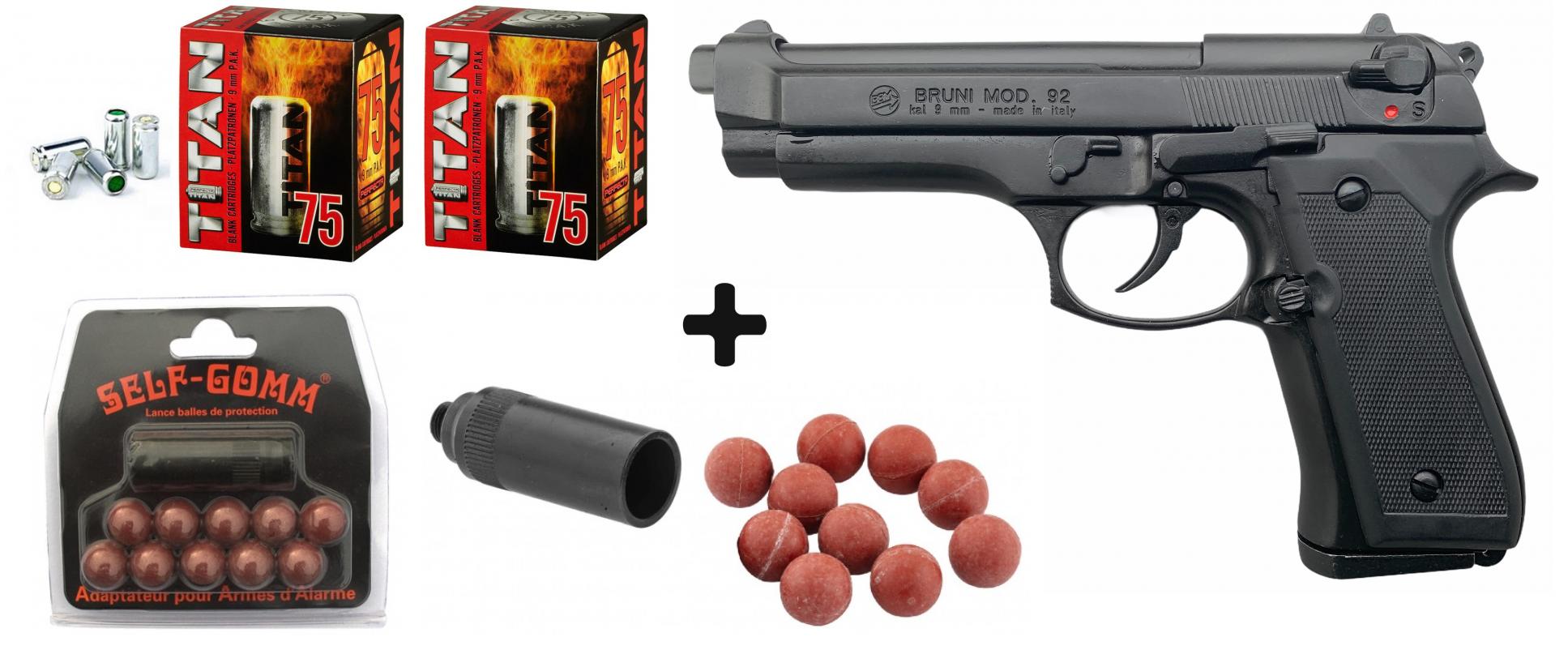 Pistolet BRUNI 92 Bronzé cal.9mm PA "Pack Sécurité" - Matériel de ...