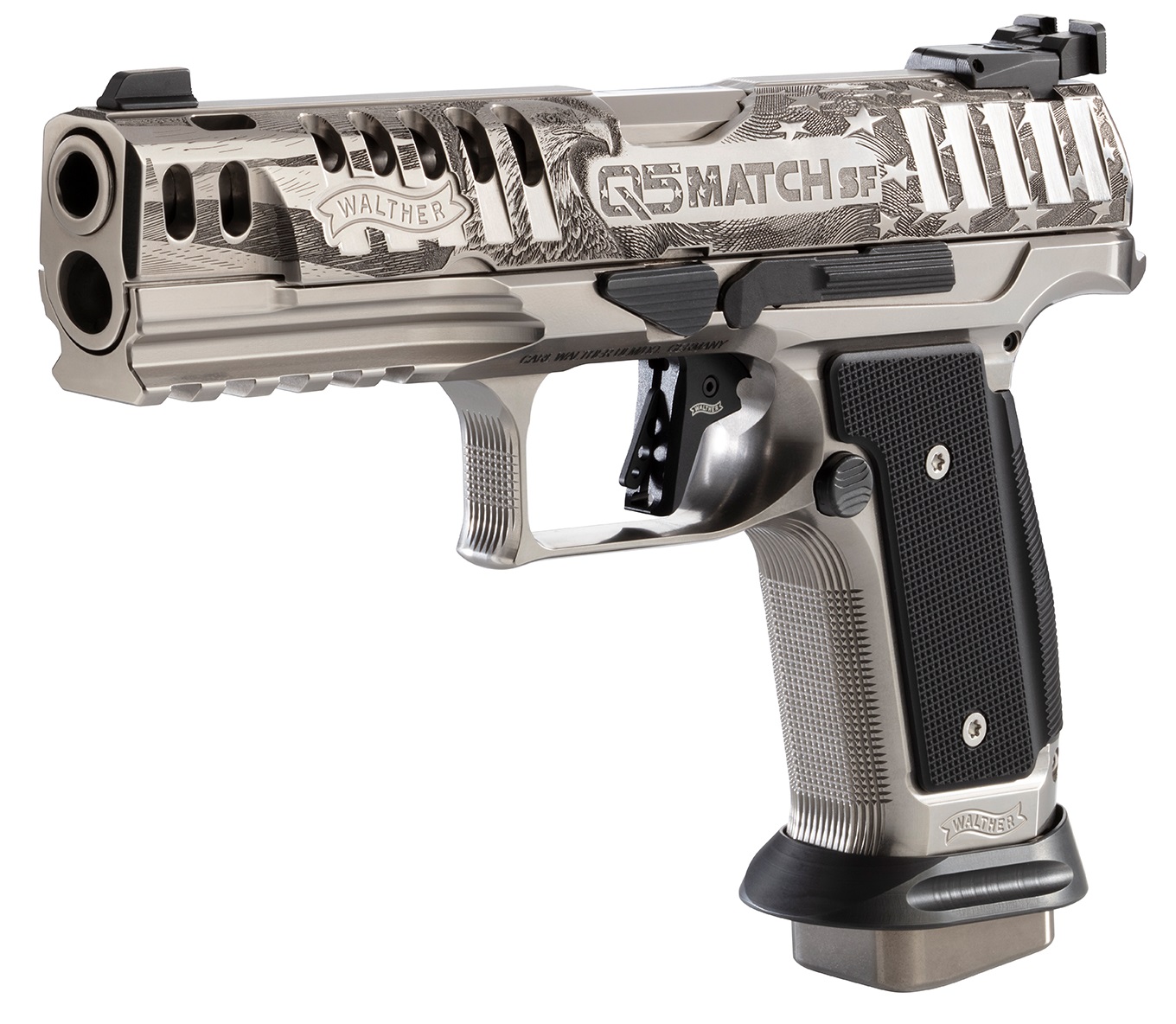 Pistolet WALTHER Q5 Match SF Patriot 5" cal.9x19 - Armes catégorie B sur armurerie-lavaux.com