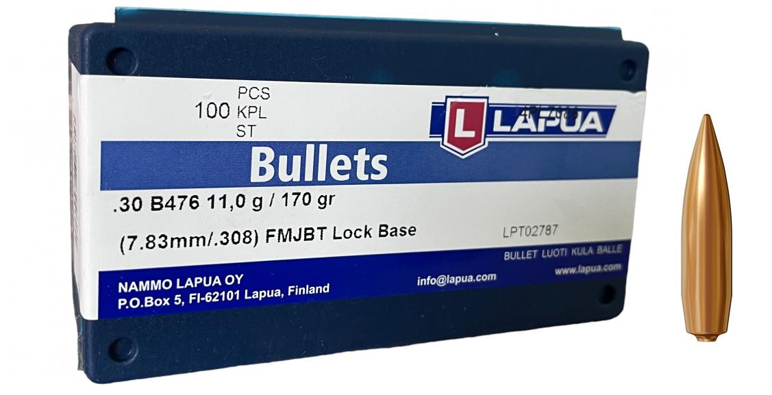 Ogives LAPUA cal.308 (.30) B476 FMJBT Lock Base 170 gr /100 ...
