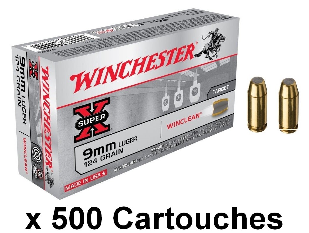 WINCHESTER cal.9mm PARA FMJ WINCLEAN Lead Free /500 - Armes catégorie B ...