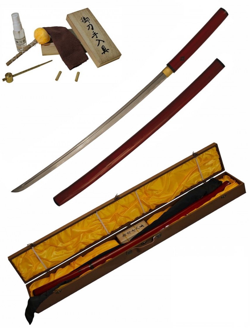 Katana Tranchant FUDOSHIN Shirasaya Damas Bois laqué rouge - Armes de ...