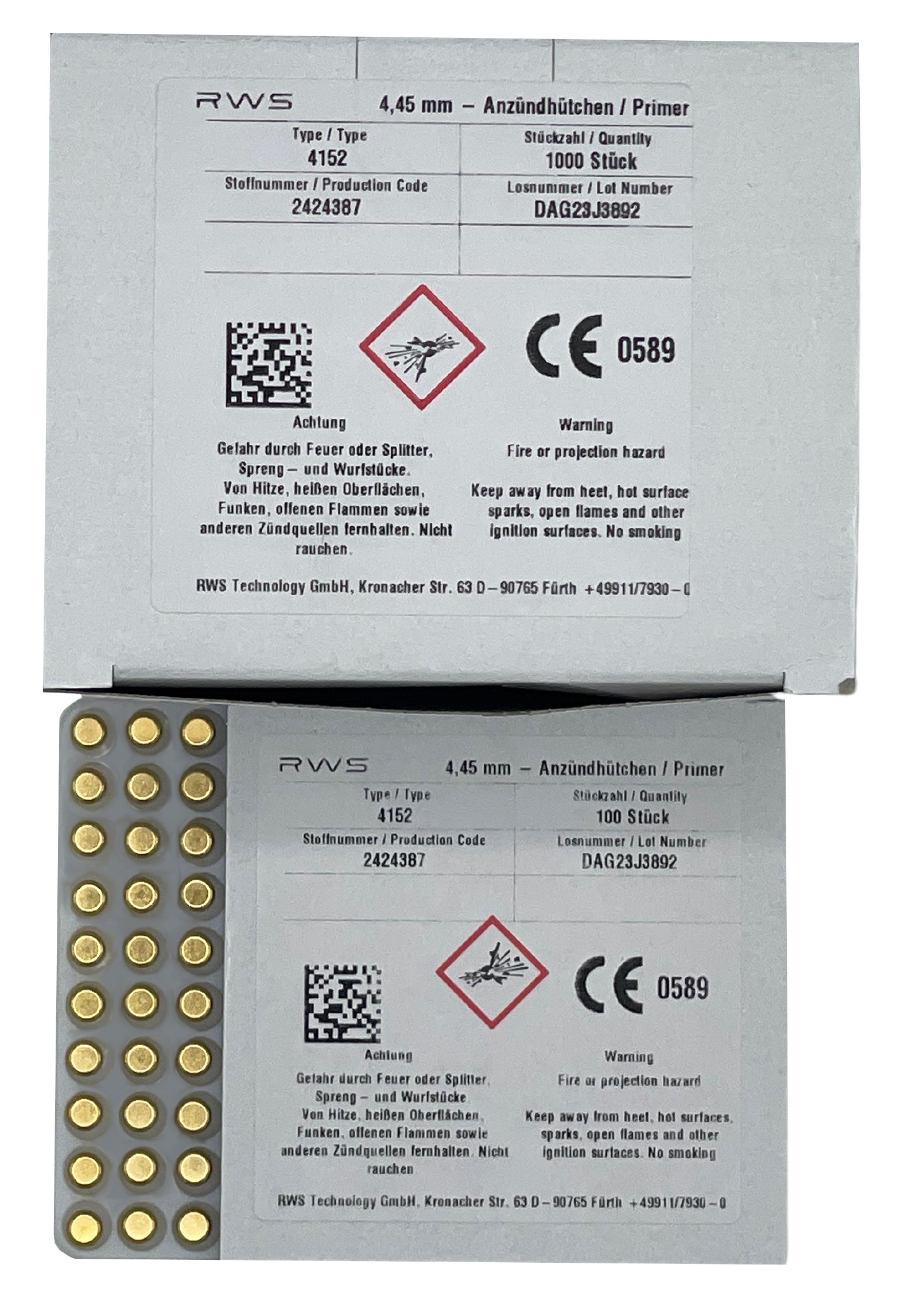 Amorces RUAG RWS 4152 Small Pistol /1000 - Rechargement sur armurerie ...