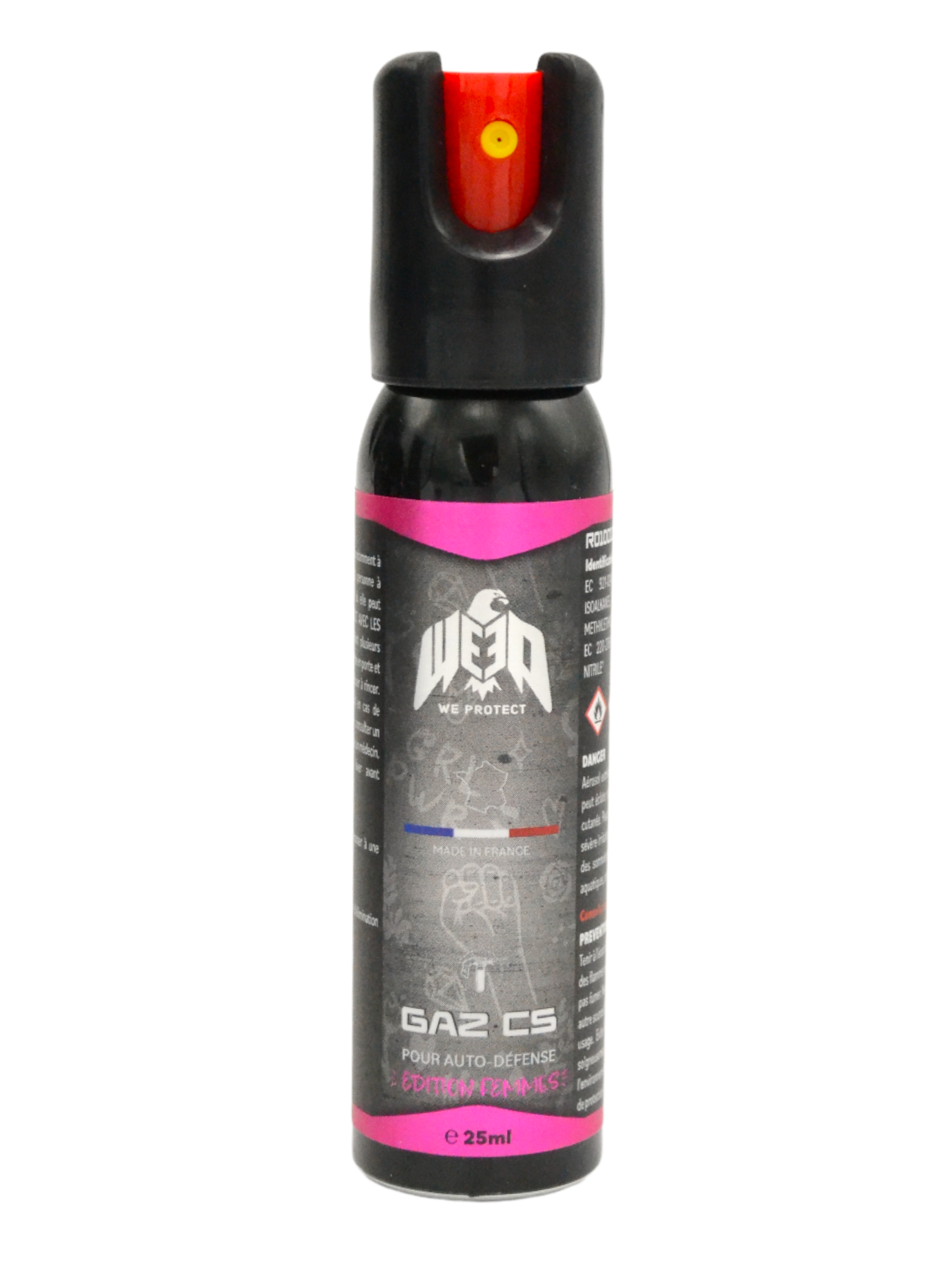 "Pack" Bombe lacrymogène de poche Gaz CS Femme rose WE PROTECT - 25ml ...
