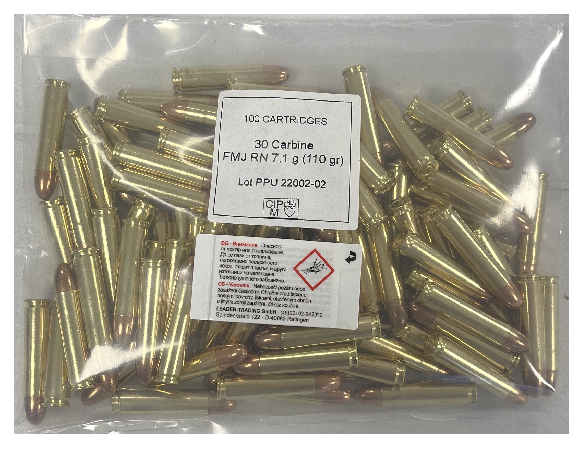 PARTIZAN cal.30 Carbine (30M1) FMJ 110 grains - 7.1 grammes /100 ...