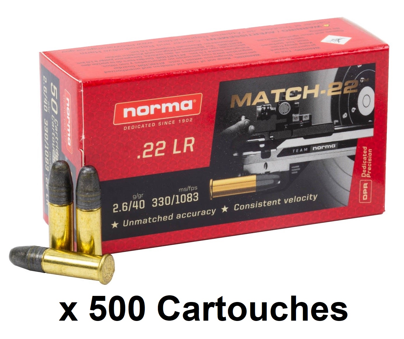 NORMA 22 Lr MATCH-22 /500 - Carabines de Tir sur armurerie-lavaux.com