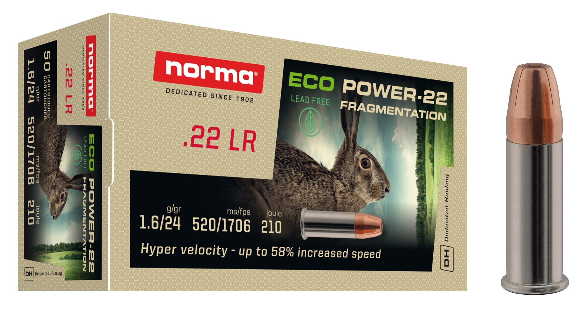 NORMA 22 Lr ECO POWER-22 Hyper Velocity Fragmentation /500 - Carabines ...