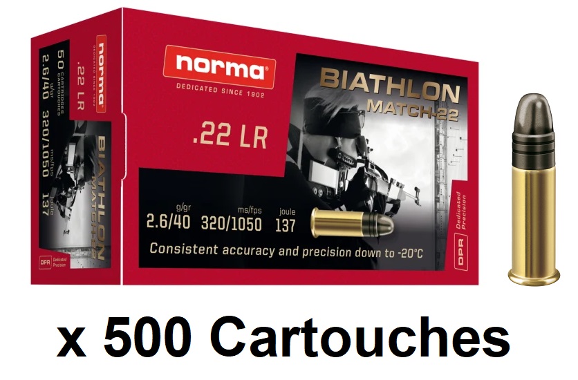 NORMA 22 Lr BIATHLON MATCH-22 /500 - Carabines de Tir sur armurerie ...
