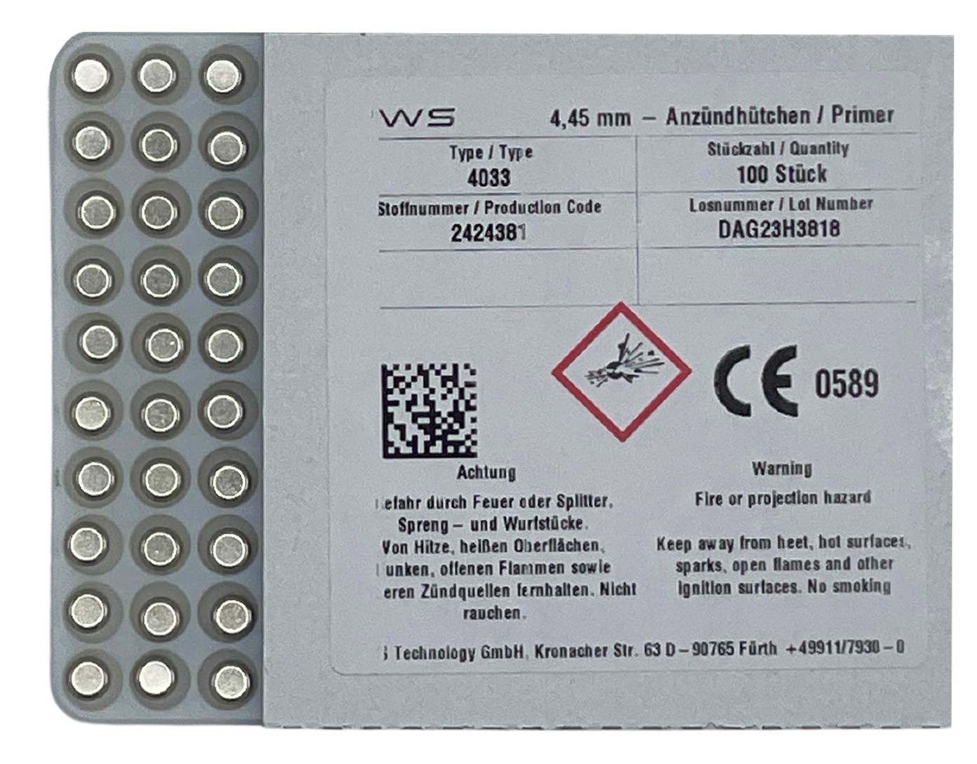 Amorces RUAG RWS 4033 Small Rifle /1000 - Rechargement sur armurerie ...