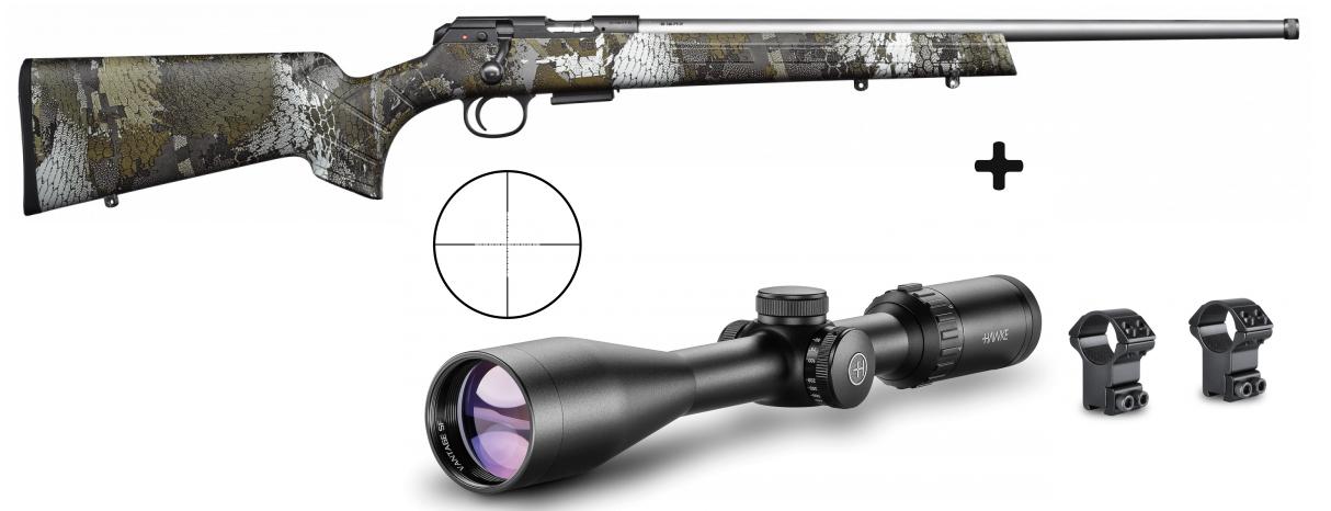 Carabine 22LR CZ 457 CAMO STAINLESS "Pack HAWKE Vantage Varmint 4-16x44 ...