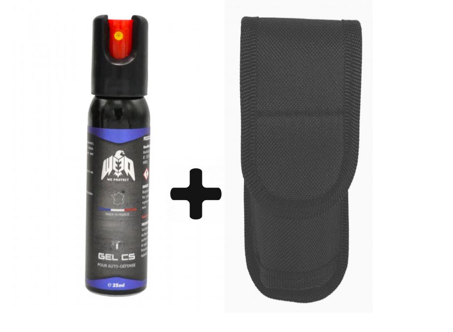 "Pack" Bombe lacrymogène de poche Gel CS WE PROTECT - 25ml avec étui ...