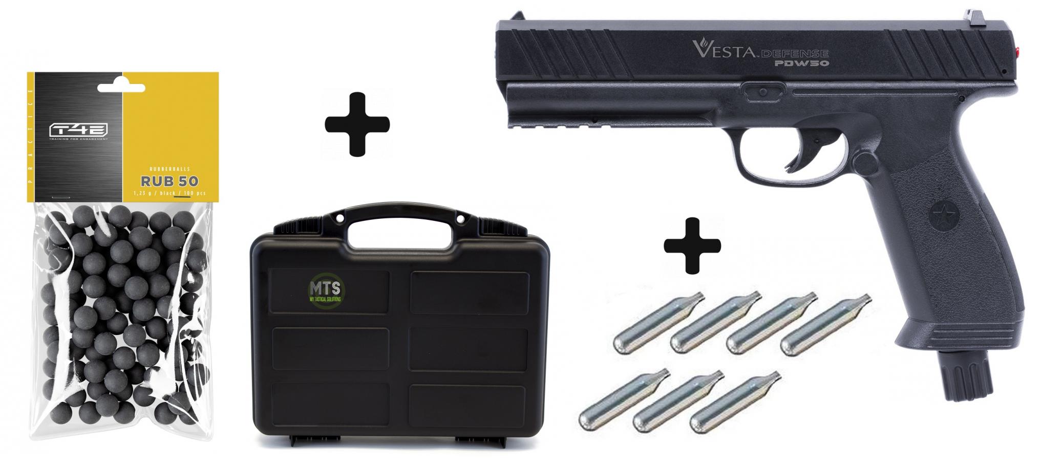 Pistolet 6 coups VESTA DEFENSE PDW50 cal.50 (17 joules) "Pack Défense ...