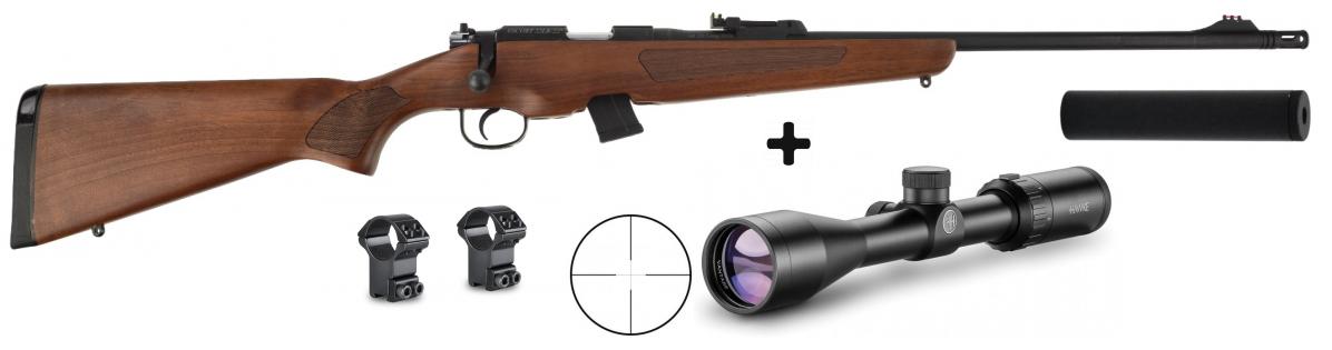 Carabine 22LR HATSAN Escort Bois "Pack Lunette HAWKE VANTAGE 3-9x40 30/ ...
