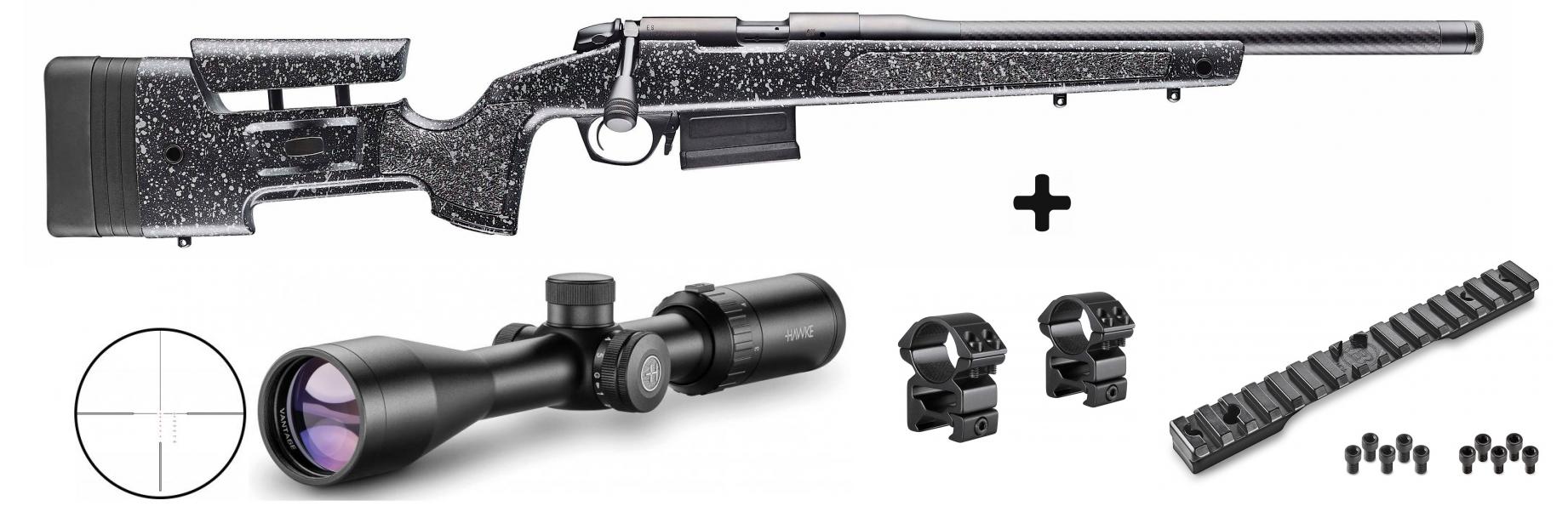 Carabine 22LR BERGARA Rimfire B14-R TRAINER CARBON "Pack HAWKE Vantage ...