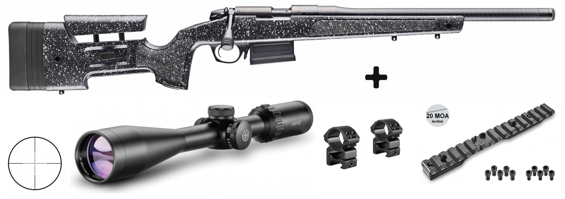 Carabine 22LR BERGARA Rimfire B14-R TRAINER CARBON "Pack HAWKE Vantage ...