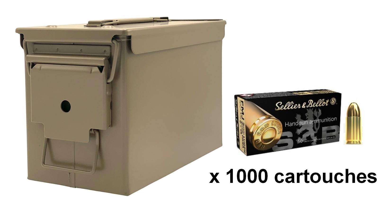 SELLIER BELLOT cal.9mm PARA FMJ /Caisse TAN 1000 cartouches - Armes ...