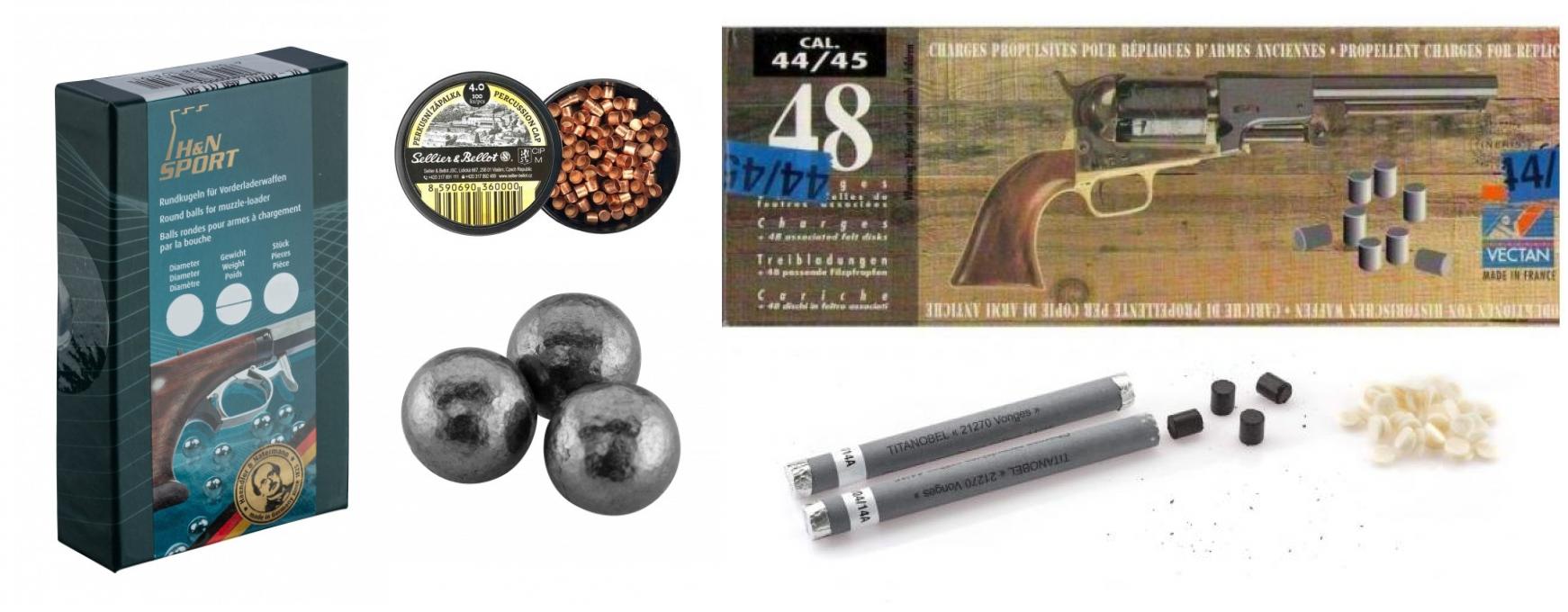 Kit cal.44 Poudre noire Charge 44 - 100 balles HN 454 - 100 amorces ...