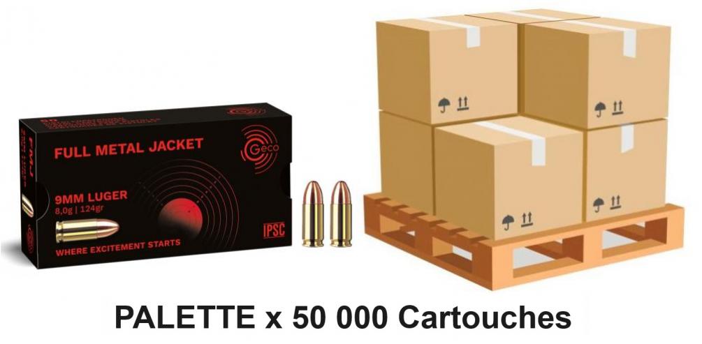 GECO cal.9mm PARA FMJ /palette de 50 000 Cartouches - Armes catégorie B ...