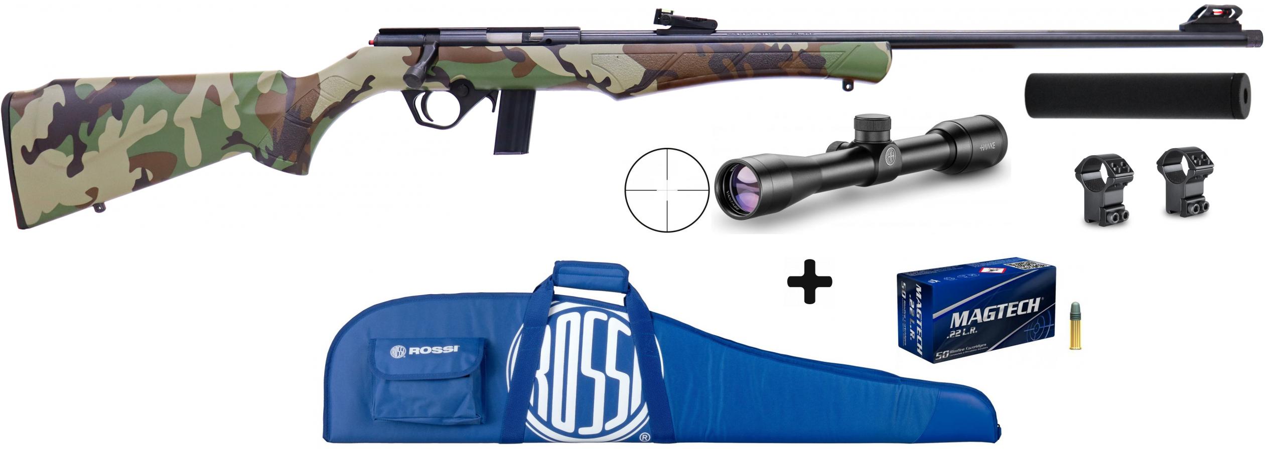 Carabine 22LR ROSSI Synthetique CAMO mod.8122 - "Pack Silence" Hawke ...