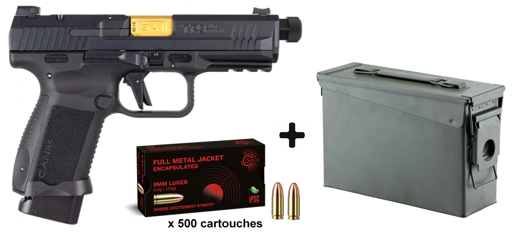 Pistolet CANIK TP9 ELITE COMBAT EXECUTIVE Noir "Pack 500 cartouches en ...
