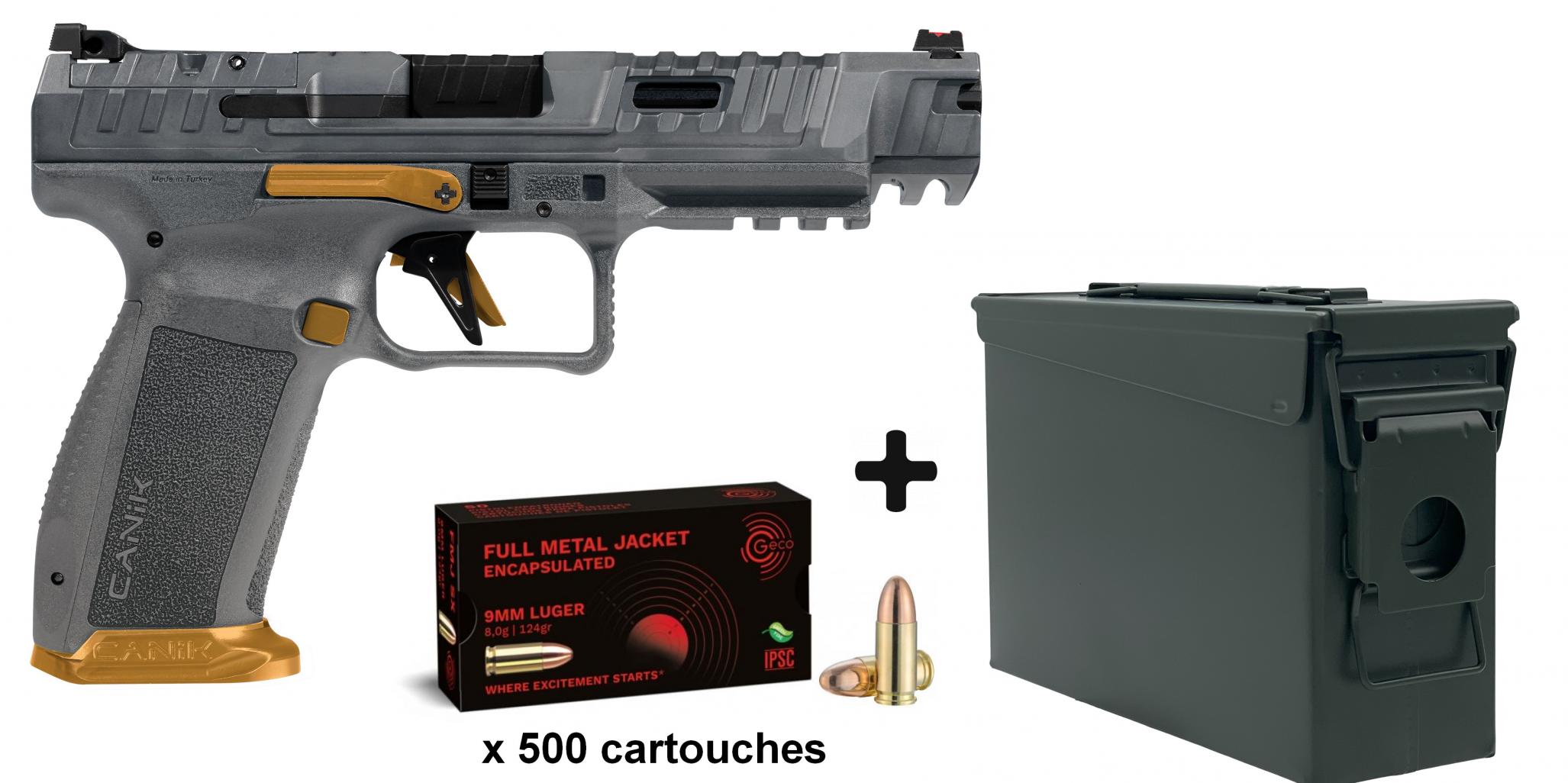 Pistolet CANIK SFX RIVAL GREY "Pack 500 cartouches en caisse militaire ...