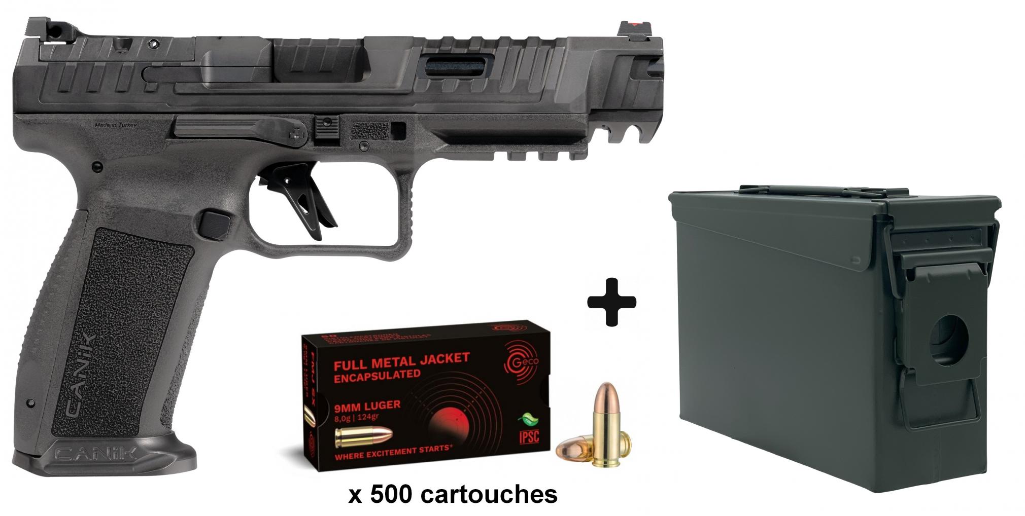 Pistolet CANIK SFX RIVAL DARK "Pack 500 cartouches en caisse militaire ...