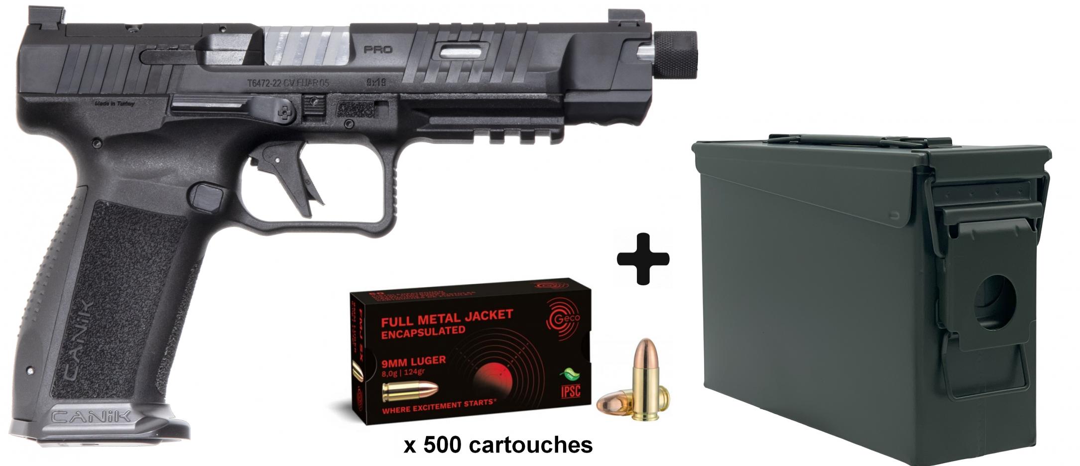 Pistolet CANIK METE SFX PRO Noir "Pack 500 cartouches en caisse ...