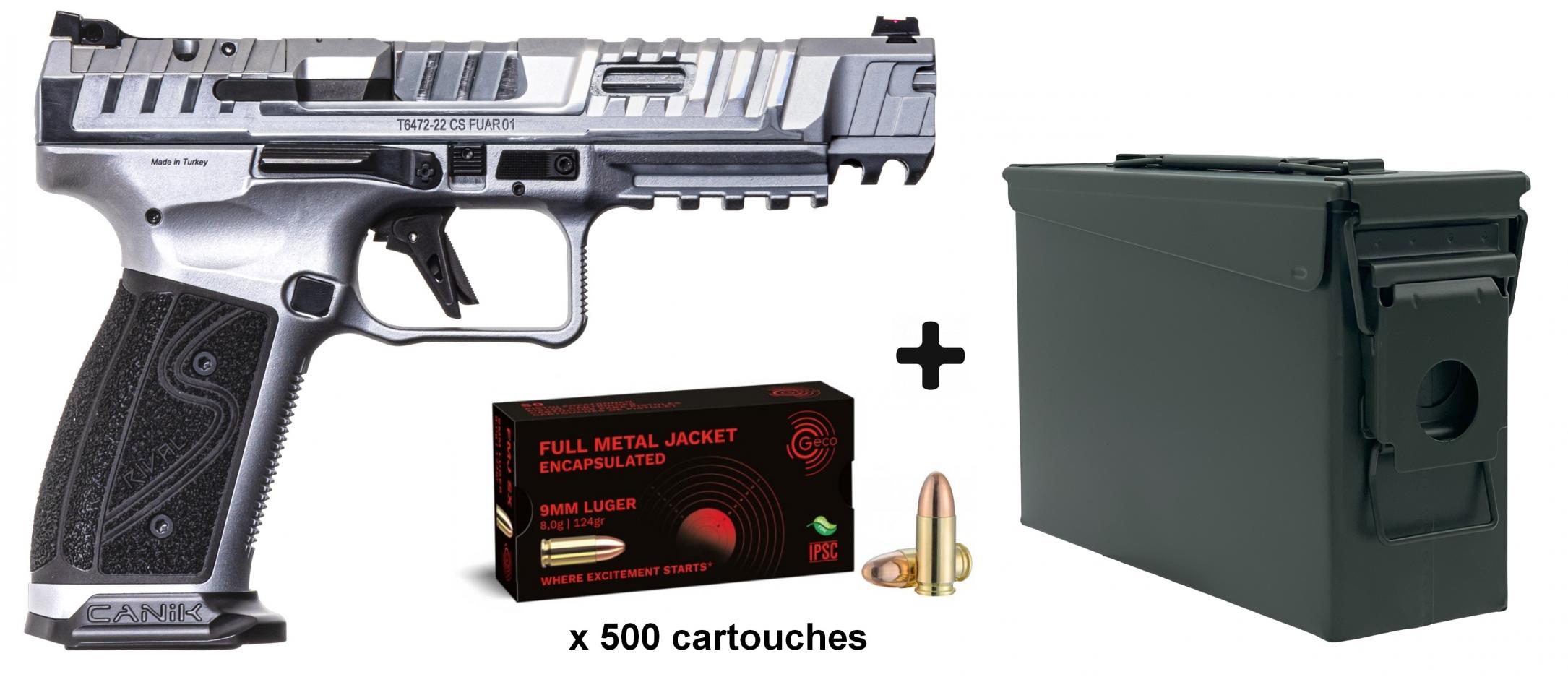 Pistolet CANIK SFX RIVAL-S Chromé "Pack 500 cartouches en caisse ...