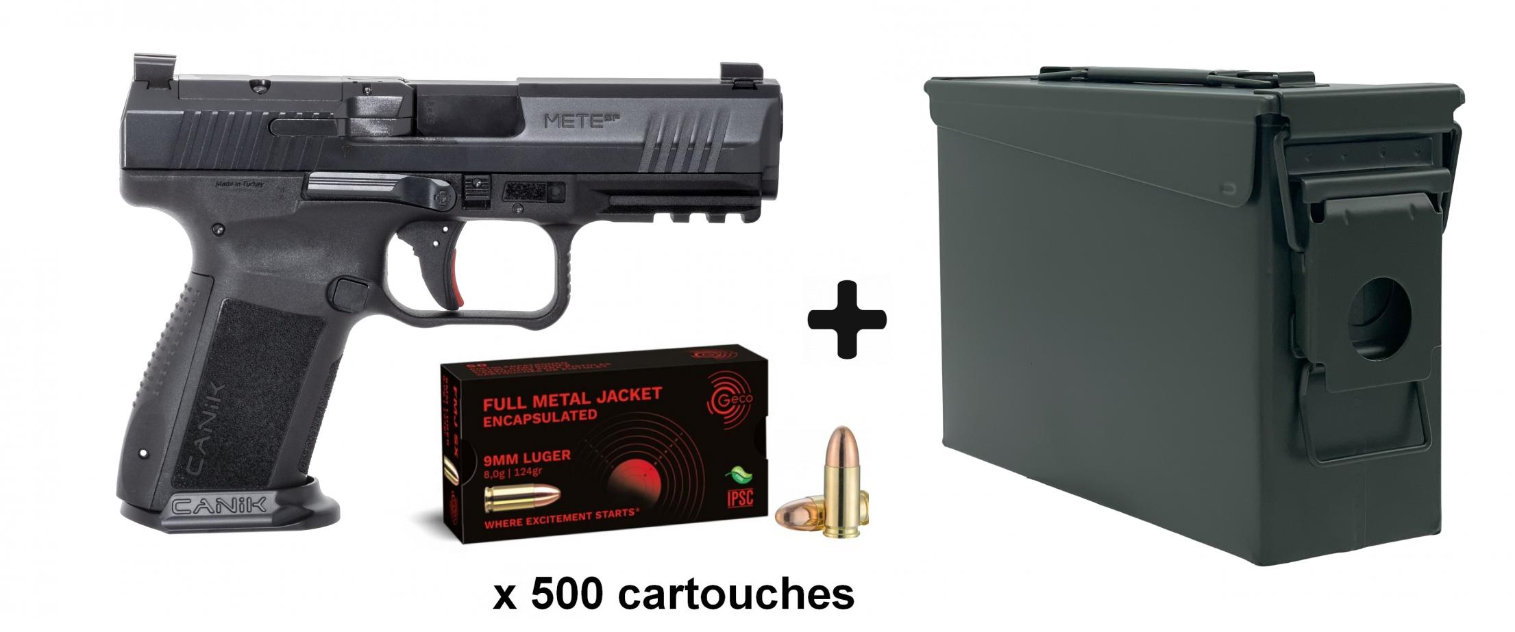Pistolet CANIK METE SF Noir "Pack 500 cartouches en caisse militaire" cal.9x19 - Armes catégorie ...