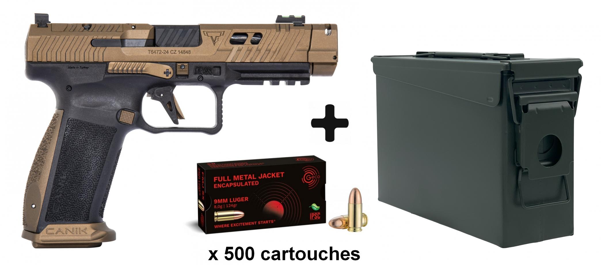 Pistolet CANIK TTI COMBAT "Pack 500 cartouches en caisse militaire" cal.9x19 - Armes catégorie B ...