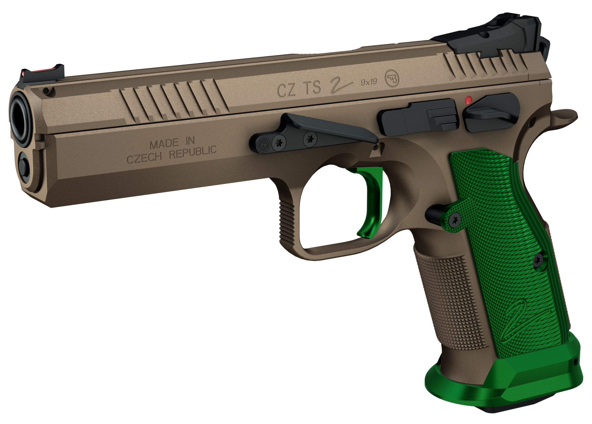 Pistolet CZ 75 TS 2 custom Cerakote Burnt Bronze Green calibre 9x19 ...
