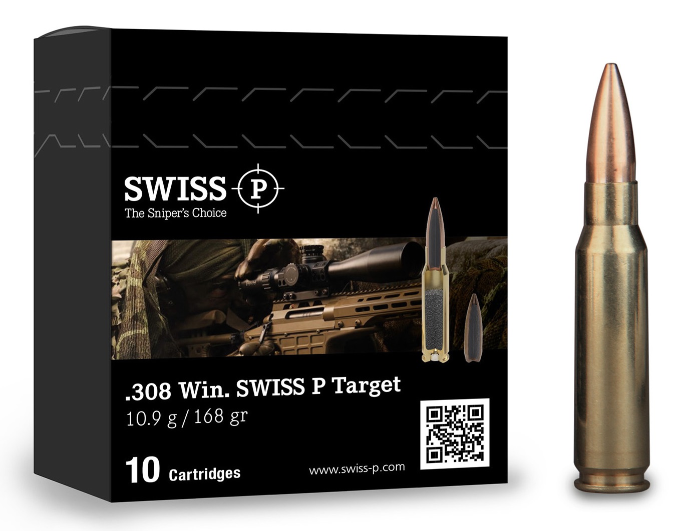 SWISS P cal.308 Win TARGET BTHP 168gr - 10.9 grammes /10 - Carabines de ...