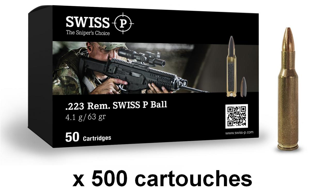 SWISS P cal.223 Rem FMJ 63gr /500 - Munitions sur armurerie-lavaux.com