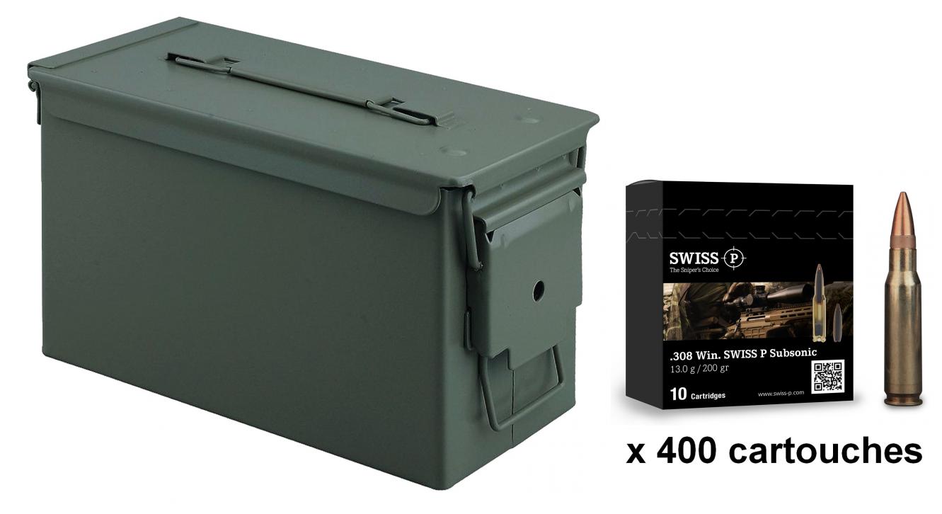 SWISS P cal.308 Win TARGET BTHP SUBSONIC 200gr - 11.3 grammes /Caisse ...