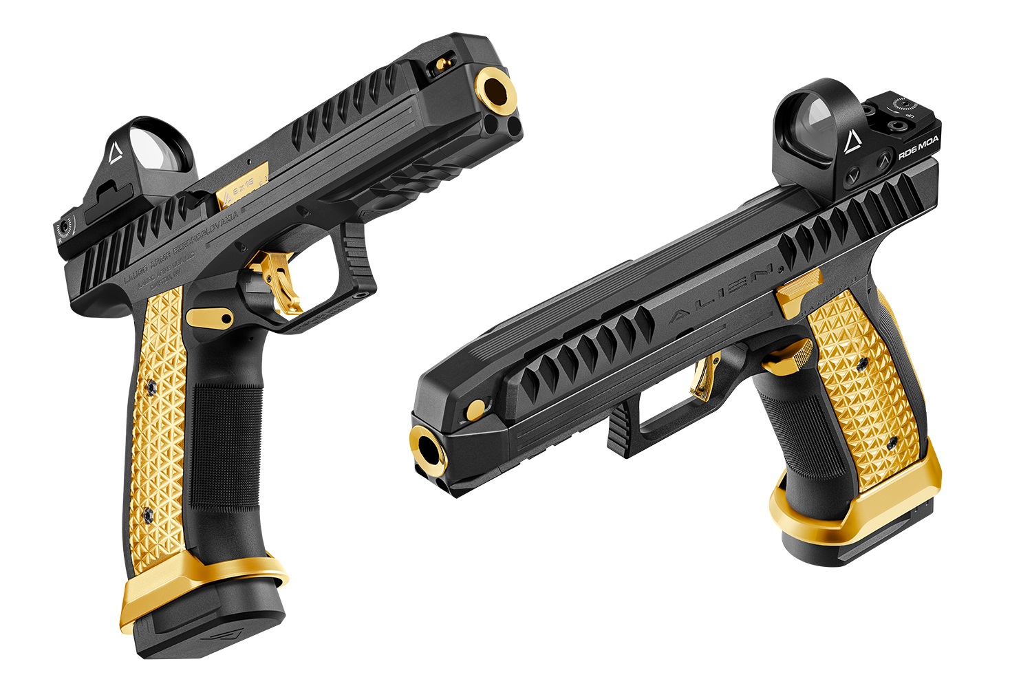 Pistolet LAUGO ARMS Alien "KIT PERFORMANCE" Black Gold EDITION calibre 9x19 - Armes catégorie B ...