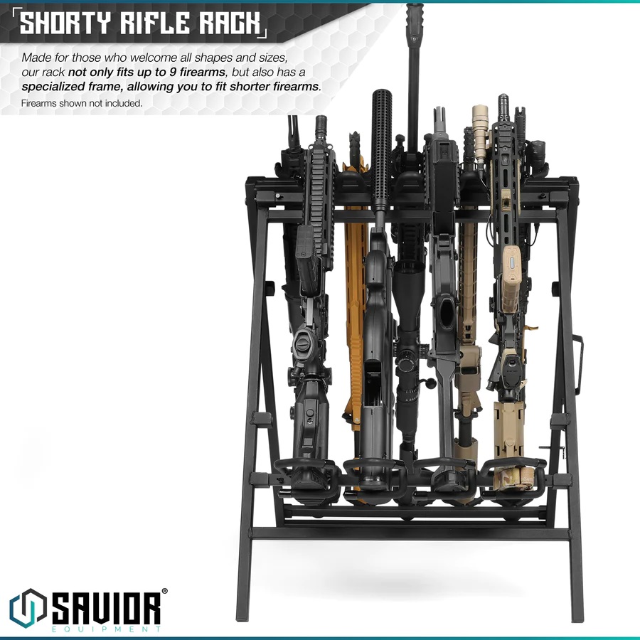 Râtelier mobile SAVIOR SHORTY Rifle Rack Noir pour 9 armes longues ...