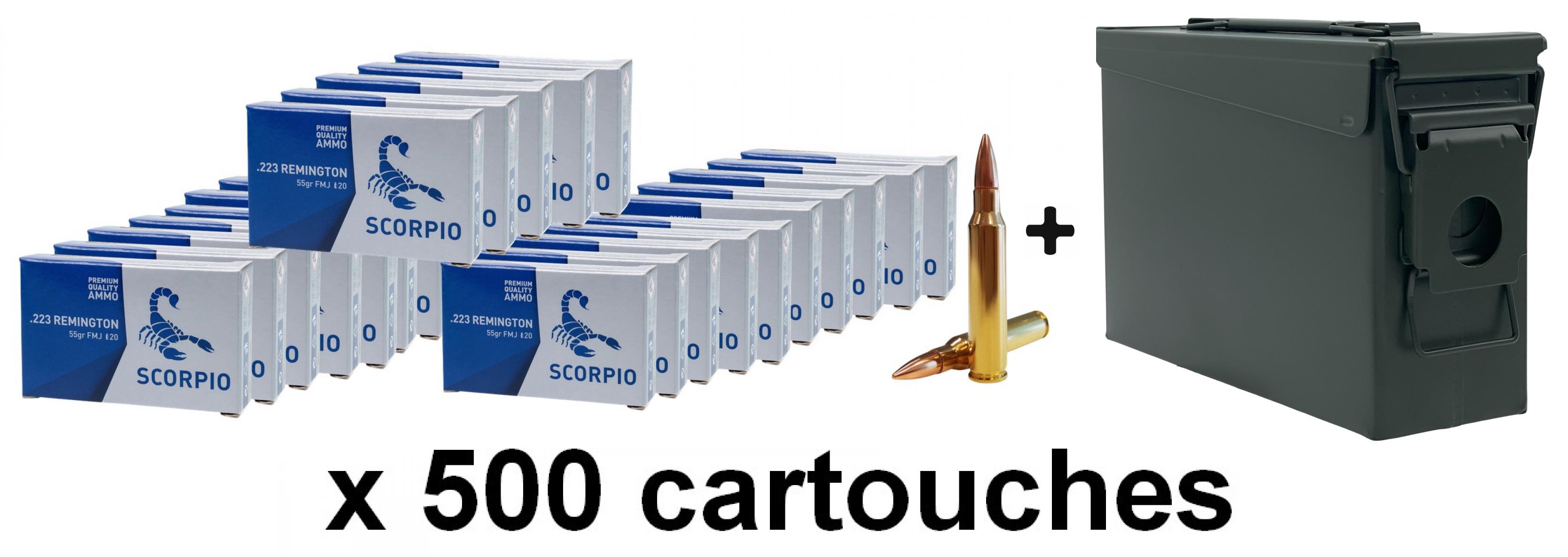 STV cal.223 Rem FMJ Scorpio 55gr /Caisse militaire par 500 - Munitions ...