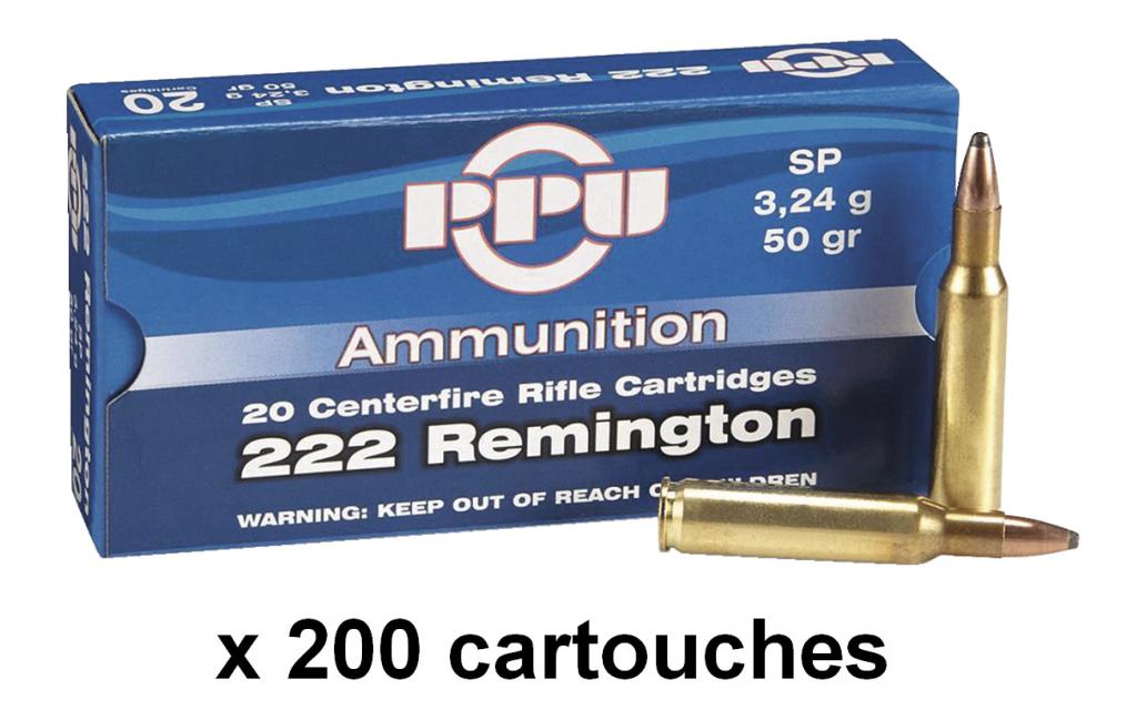 PARTIZAN cal.222 Rem Soft Point 50 grains - 3.24 grammes /200 - Rayon ...