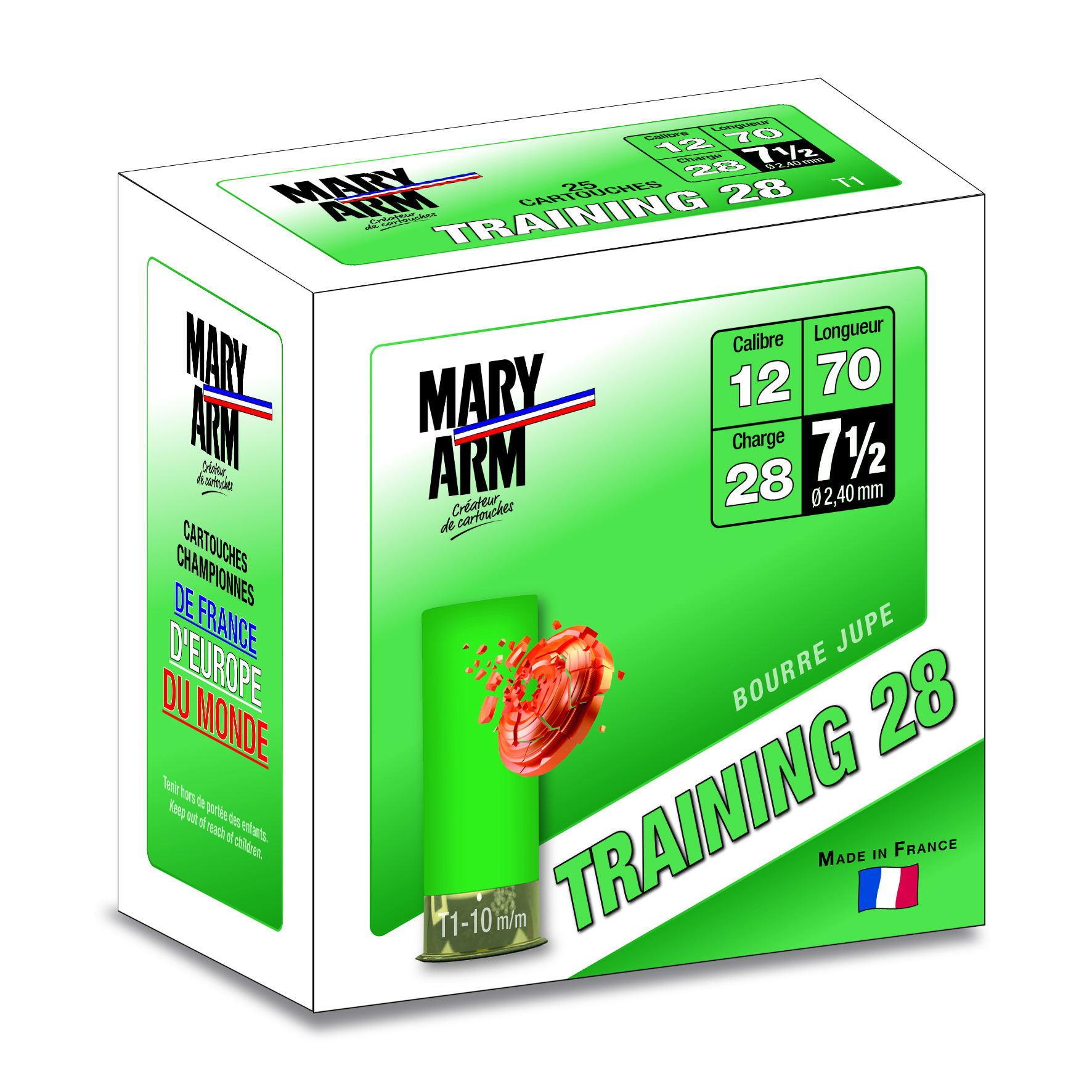 Cartouches de sport MARY ARM Training T1 cal.12/70 BJ 28gr - n°7,5 ...