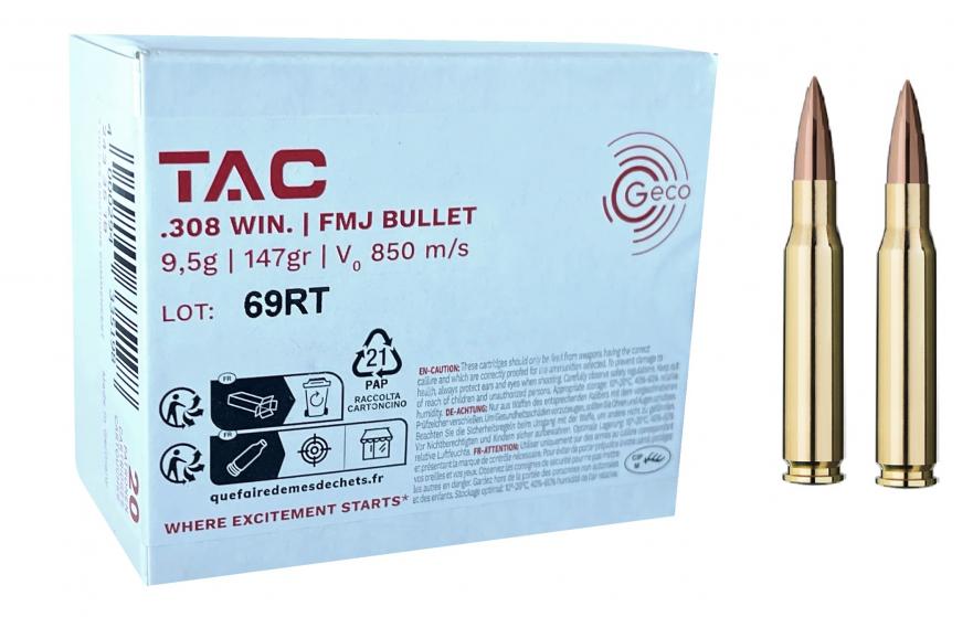 GECO cal.308 Win FMJ TAC 147 grains - 9.5 grammes /20 - Carabines de ...