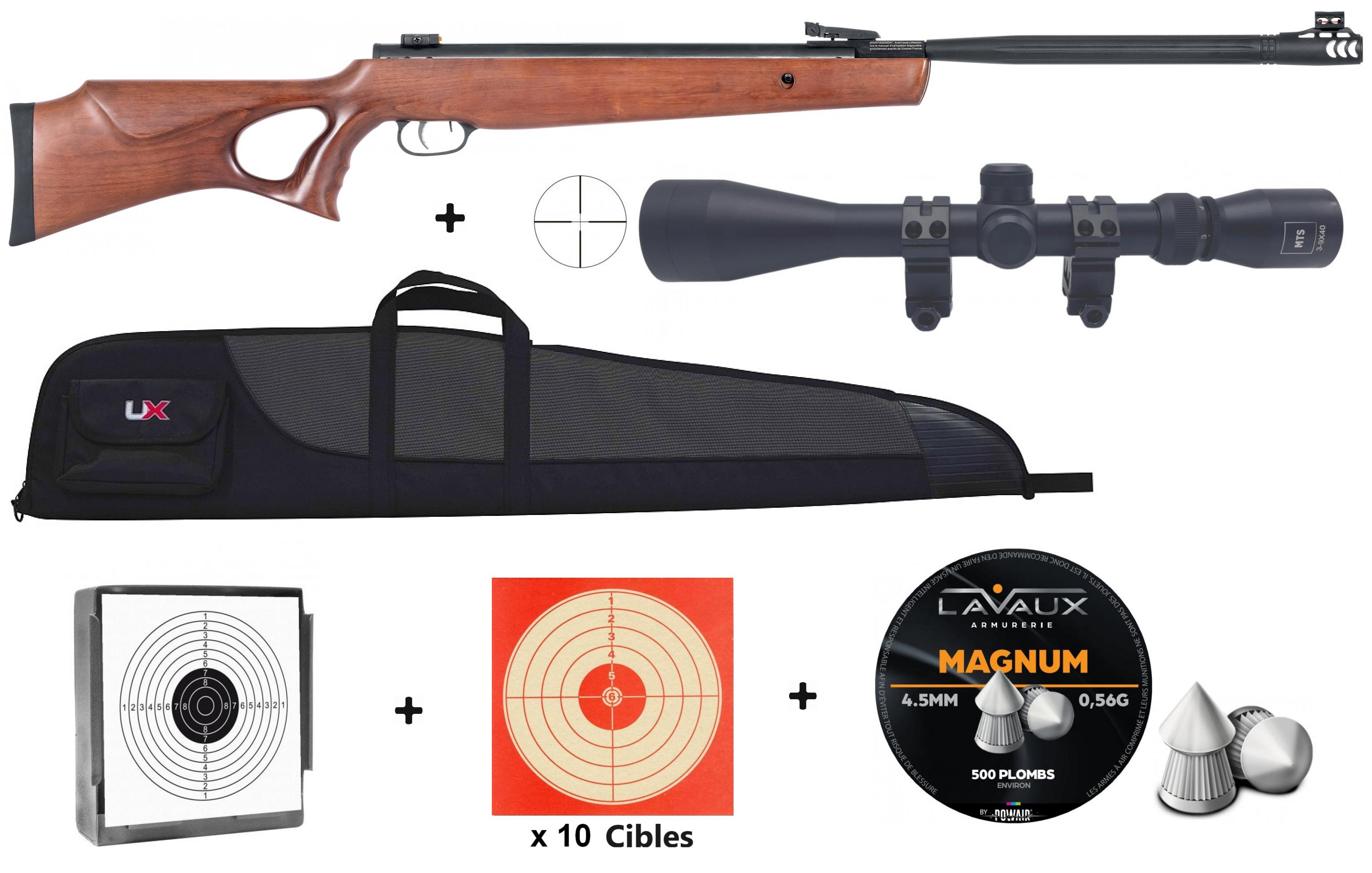Carabine à plombs UX R-FORCE X-TREM Gas Piston cal.4,5mm "Pack MTS 3 ...