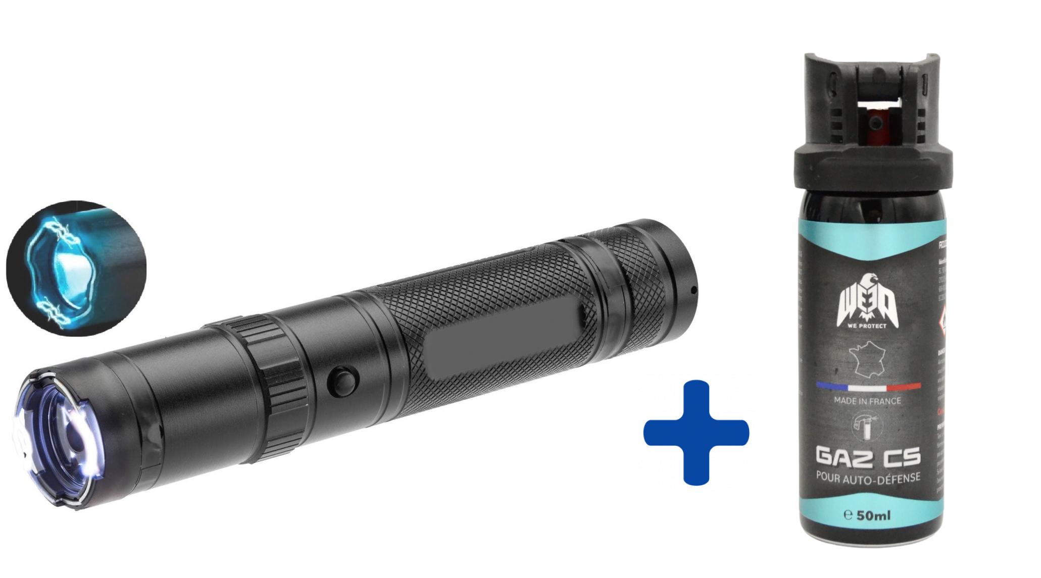 "Pack Anti-agression" Taser lampe torche UX 250 Lm / 10 000 000 Volts ...