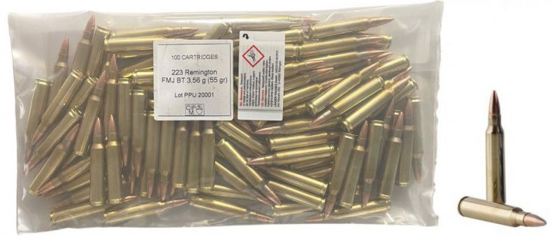 PARTIZAN cal.223 Rem FMJ BT 55 grains - 3.56 grammes /100 - Munitions ...