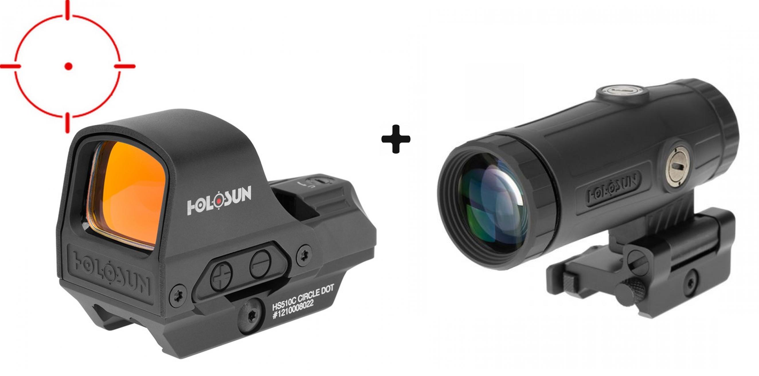 Pack HOLOSUN Point rouge Reflex Dot 510C - Magnifier HM3X - Optiques ...