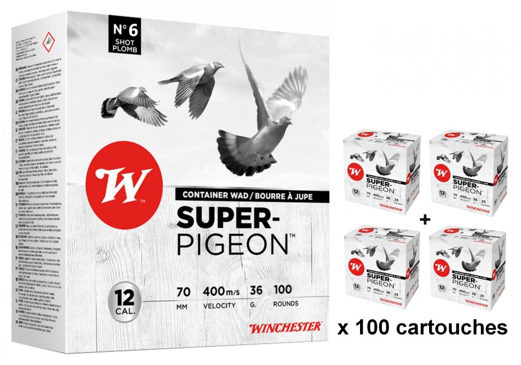 Cartouches WINCHESTER SUPER PIGEON cal.12/70 36gr - n°6 (Pack de 100 ...