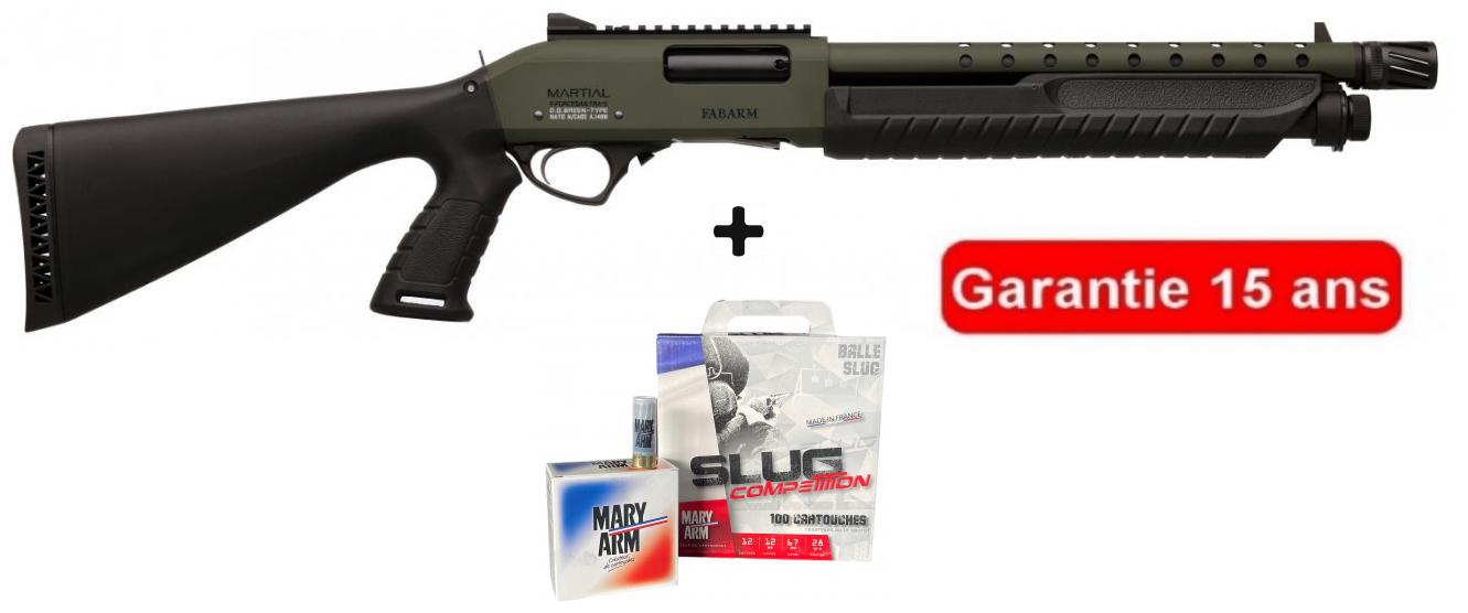 Fusil à pompe FABARM Martial Pro Forces OD Green 14" cal.12/76 "Pack ...