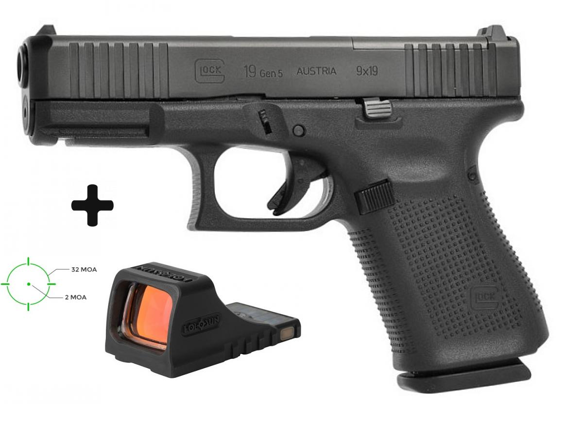 Pistolet GLOCK 19 Gen5 MOS FS "Pack HOLOSUN SCS Solaire" cal.9x19 ...