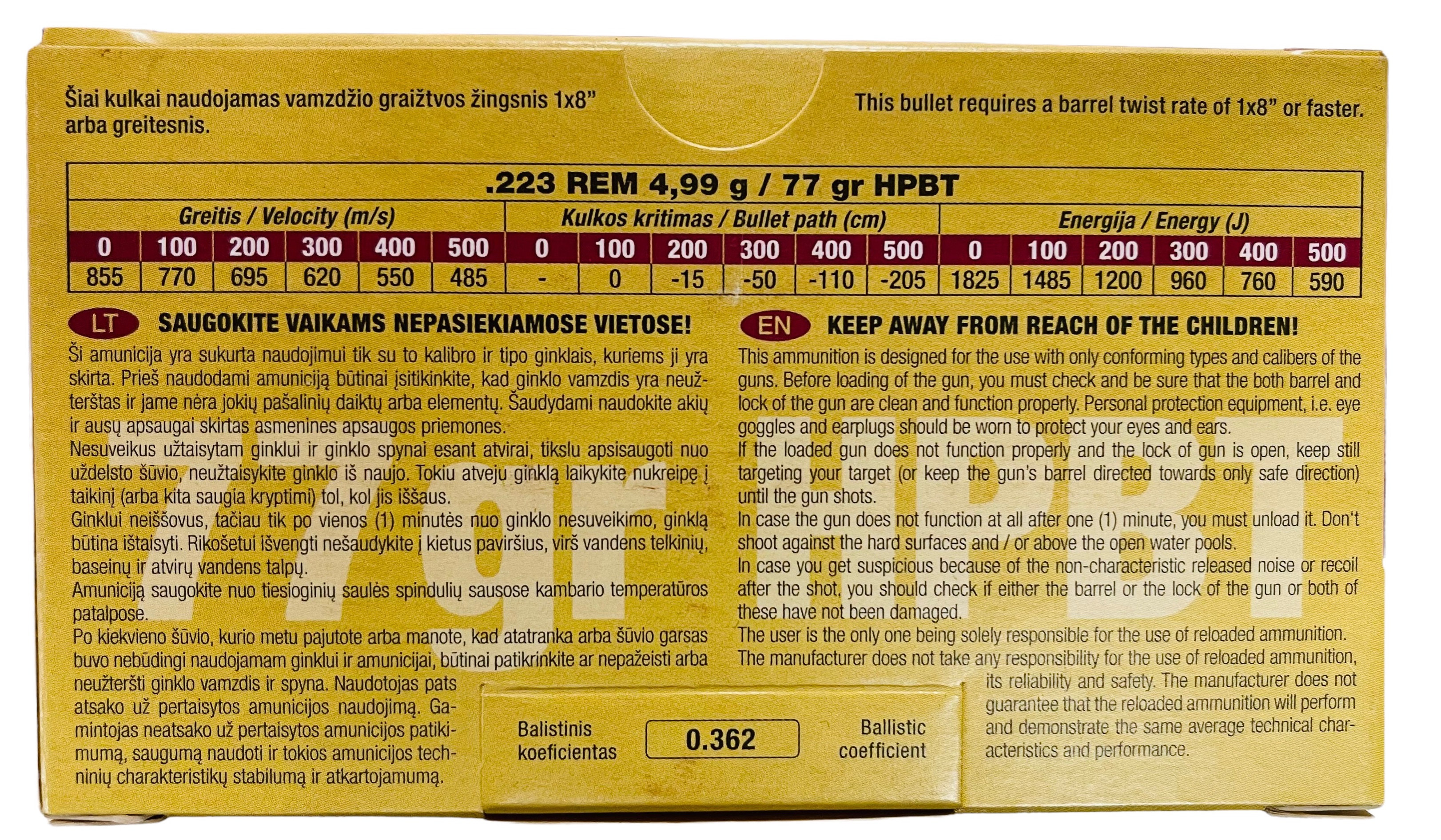 GGG cal.223 Rem SIERRA HPBT Matchking 77gr /700 - Munitions sur ...