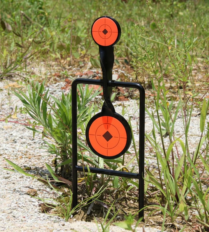 Cible de tir rotative MTS 2 Gongs épaisseur 10mm H.45cm cal.22 Lr - 9x19 au 45 ACP - Armes ...